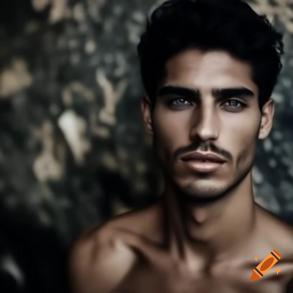 Male model of diverse descent resembling Alain Delon on Craiyon