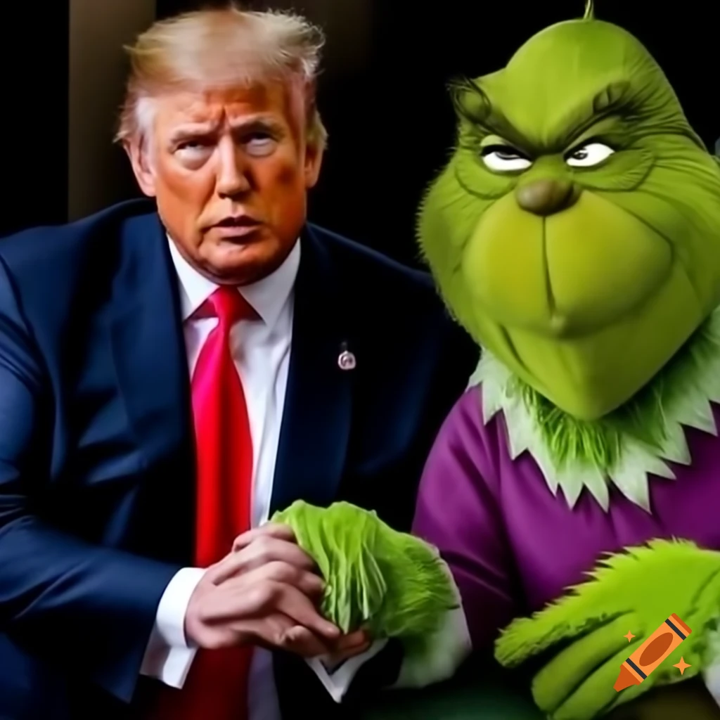 Donald Trump and Elon Musk dressed as the Grinch and his dog on Craiyon