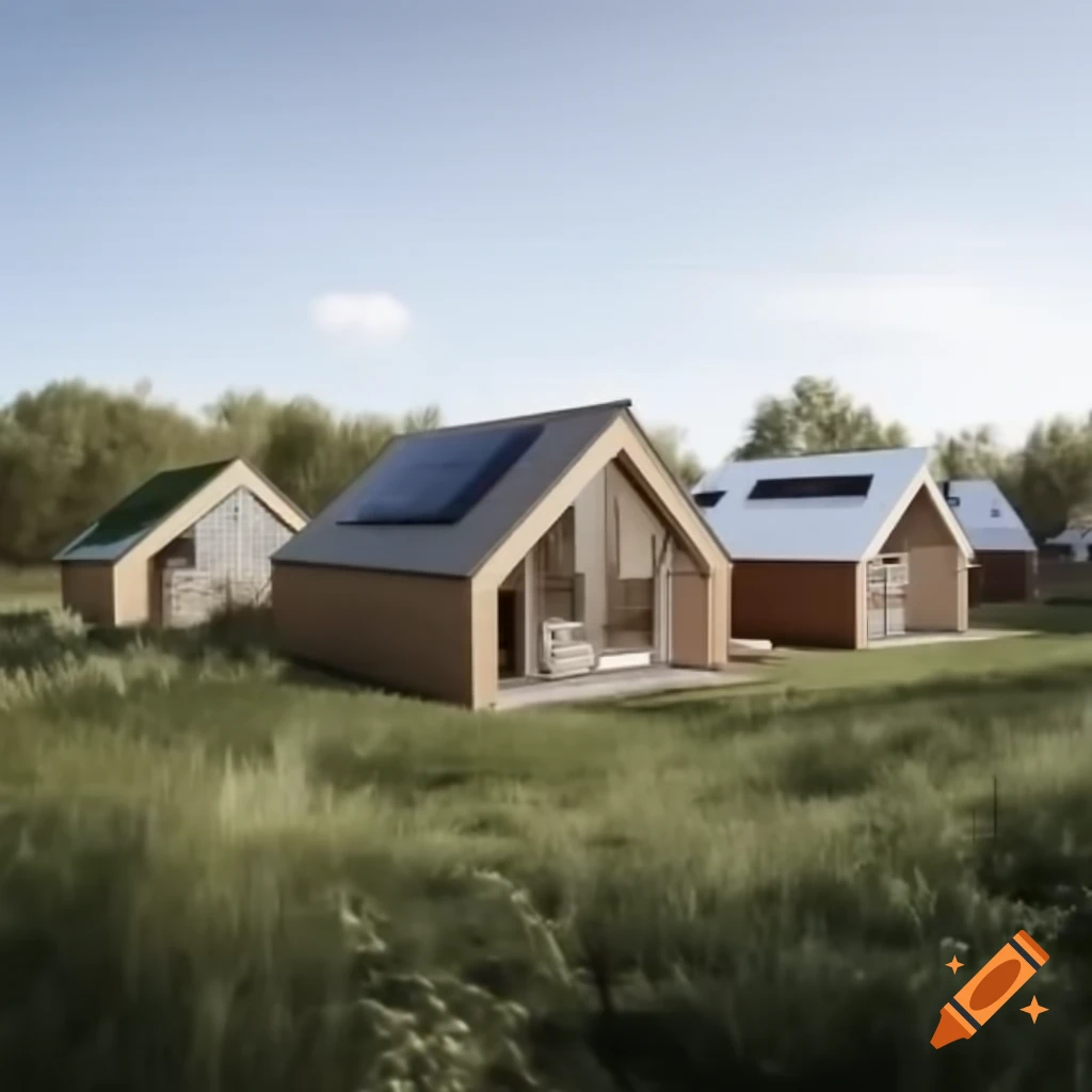 Sustainable modern modular homes with solar panels and eco-friendly ...