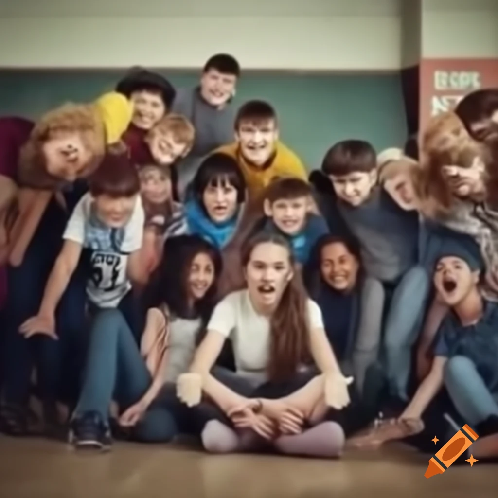 Students behaving wildly in classroom with stressed teacher on Craiyon