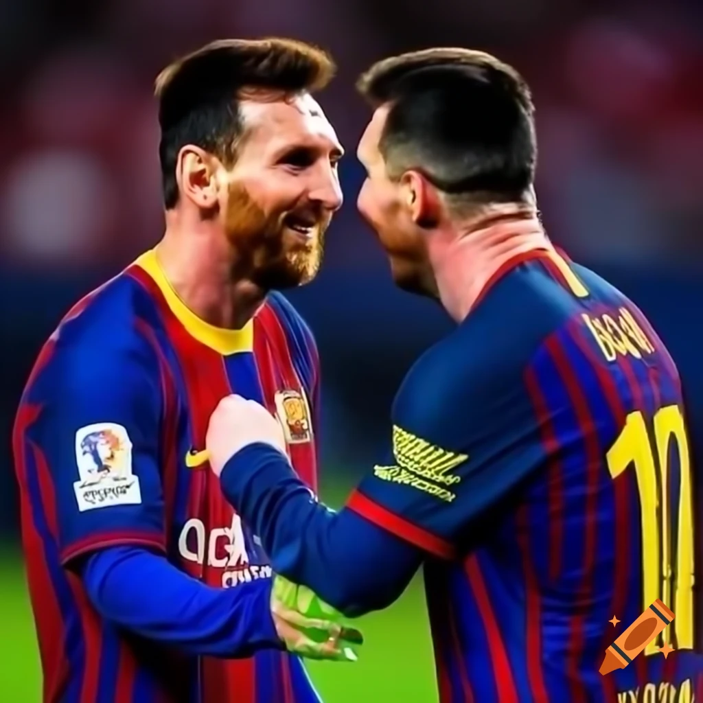 Cristiano ronaldo and lionel messi shaking hands on Craiyon