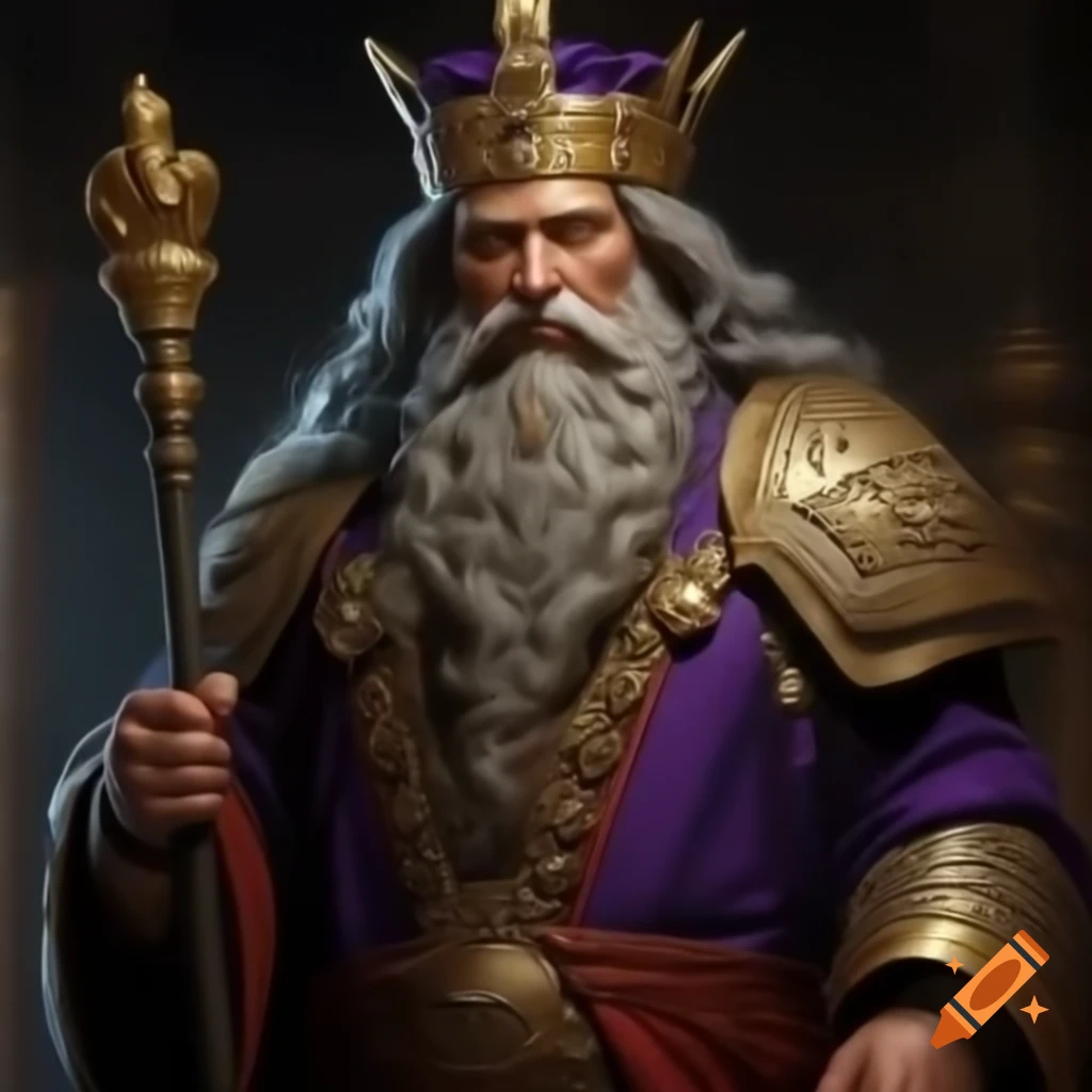 Realistic depiction of King Solomon exuding wisdom and authority on Craiyon