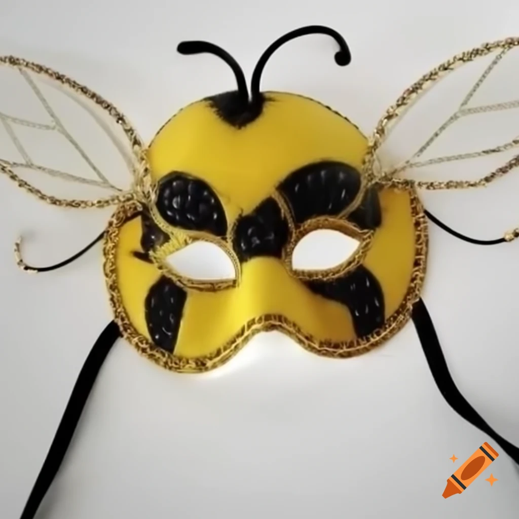 Venetian carnival mask designed for a bee costume on Craiyon