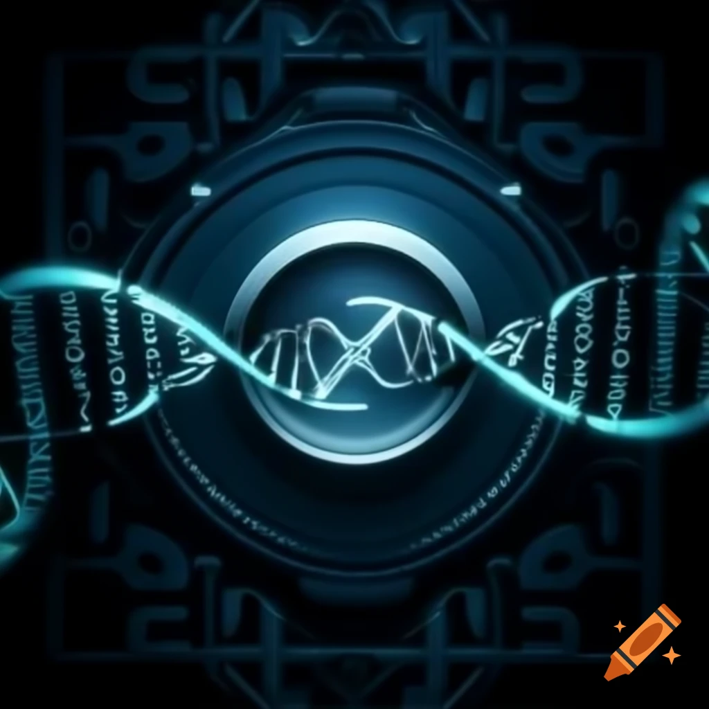 Futuristic camera logo merging classic photography with DNA strands on ...