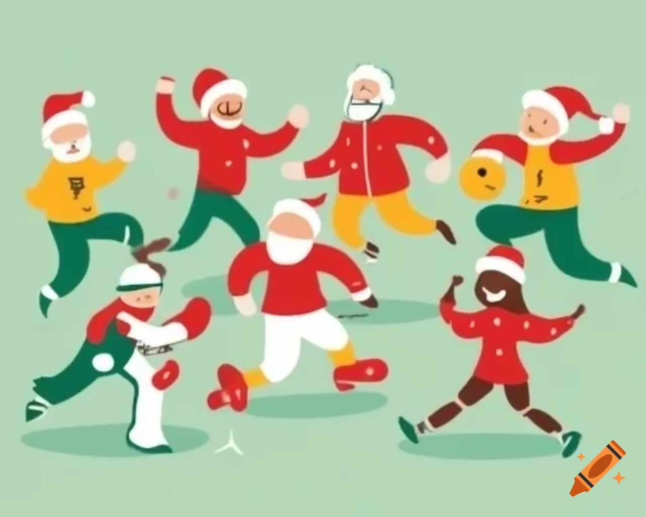 Group participating in fun Christmas sports activities on Craiyon