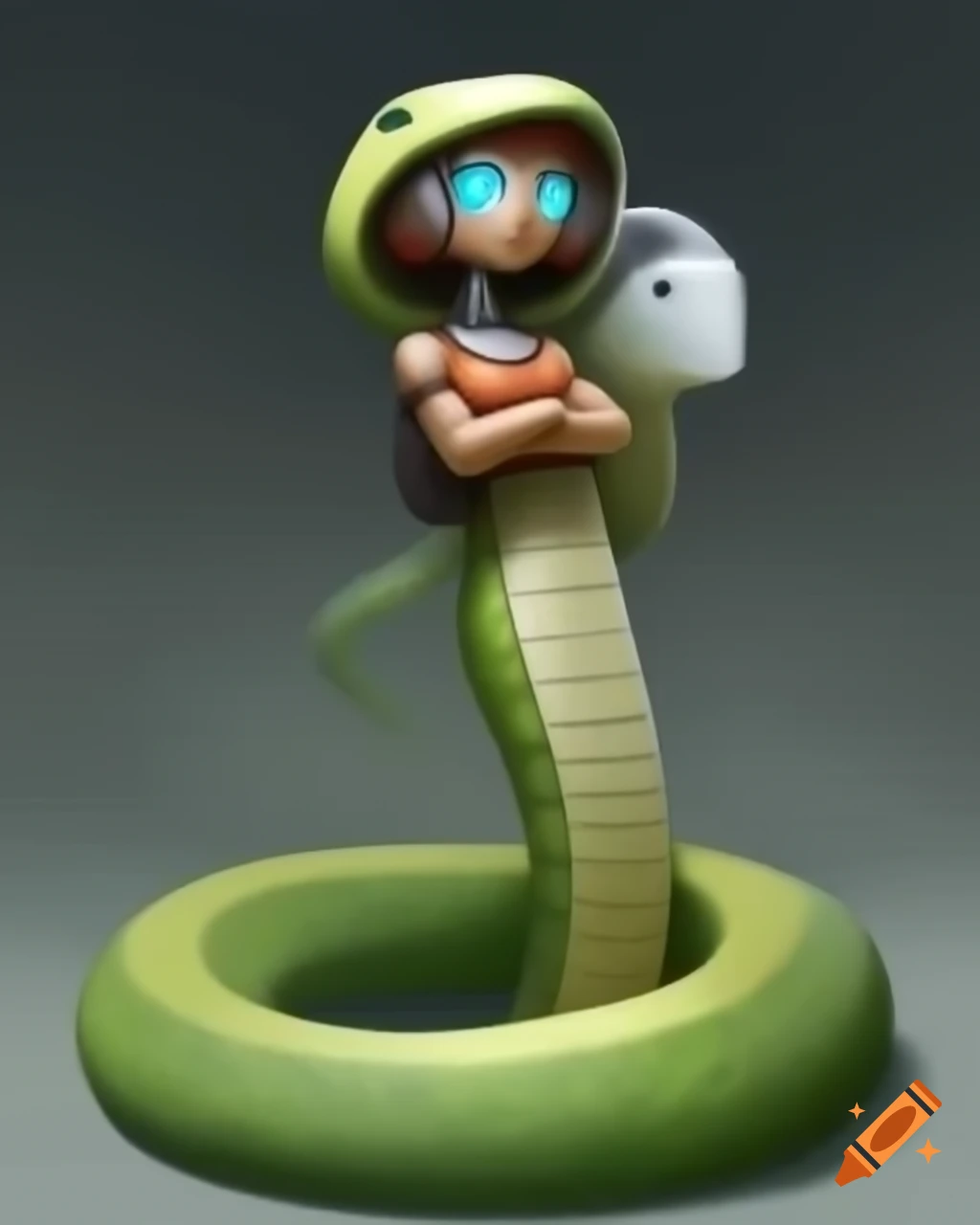 Anime robot snake-girl character design on Craiyon