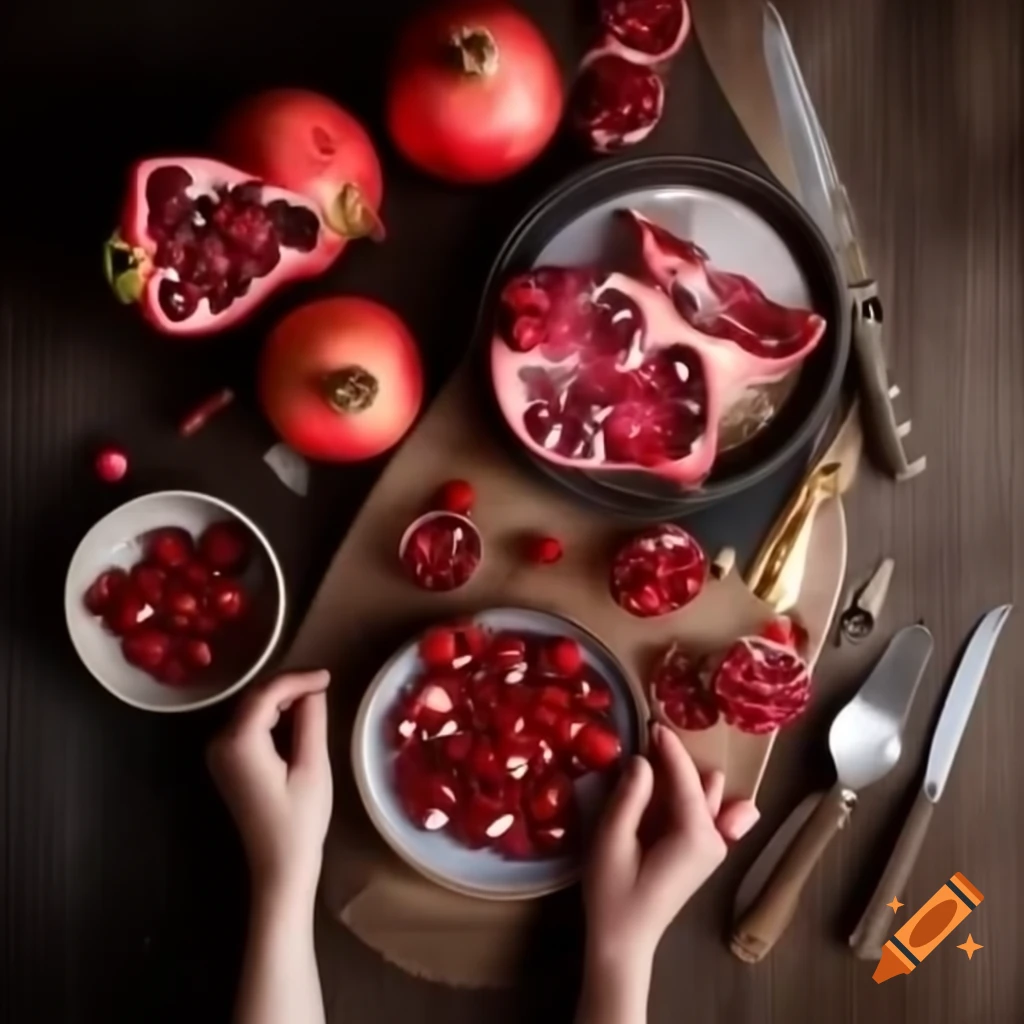 Yalda night celebration with pomegranates and traditional foods on Craiyon