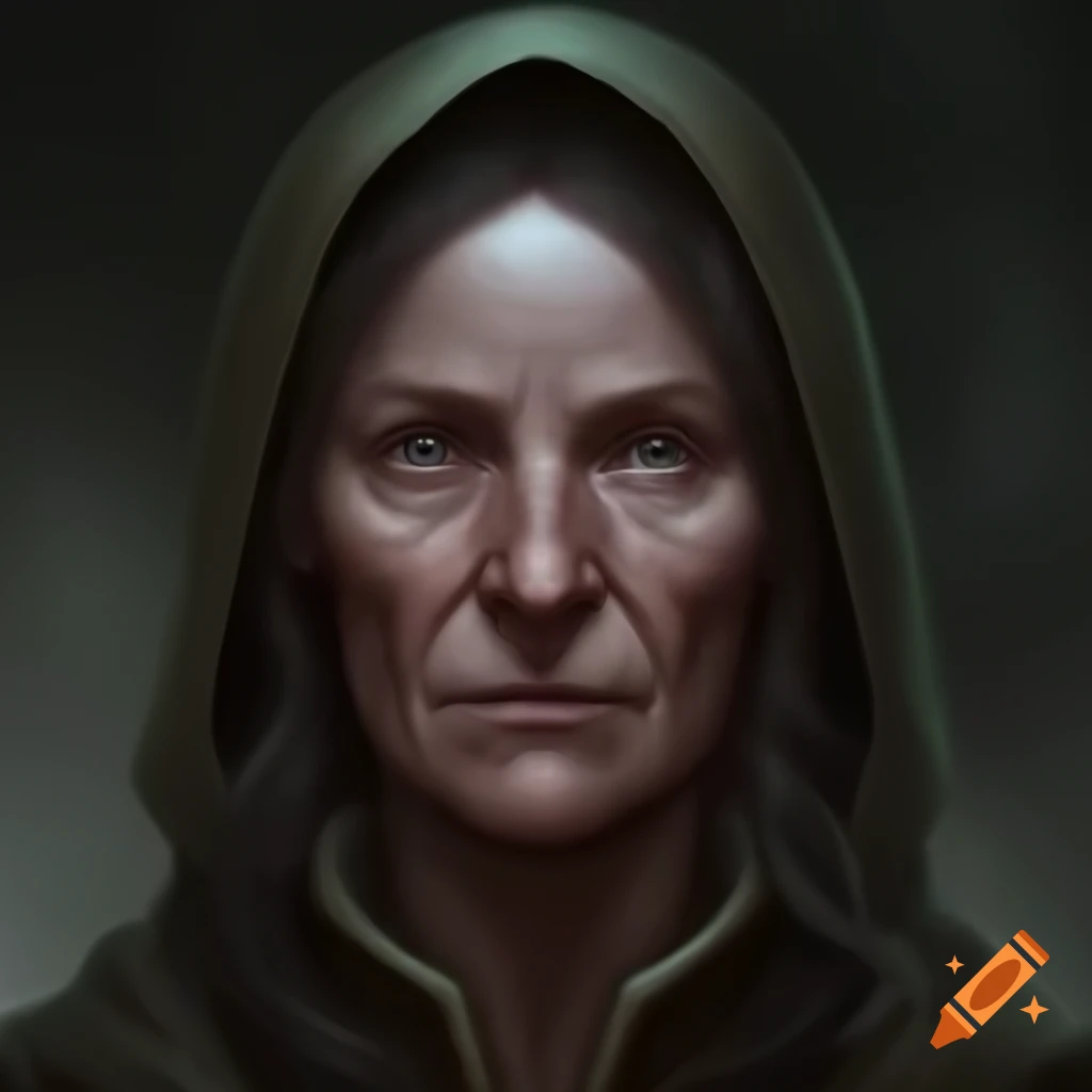 Middle-aged female archmage with elaborate robes on Craiyon