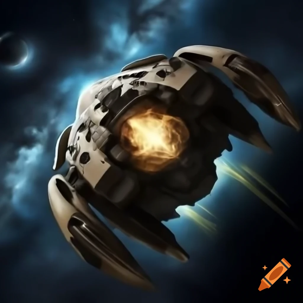 Biomechanoid spaceship gliding through cosmos with organic and ...