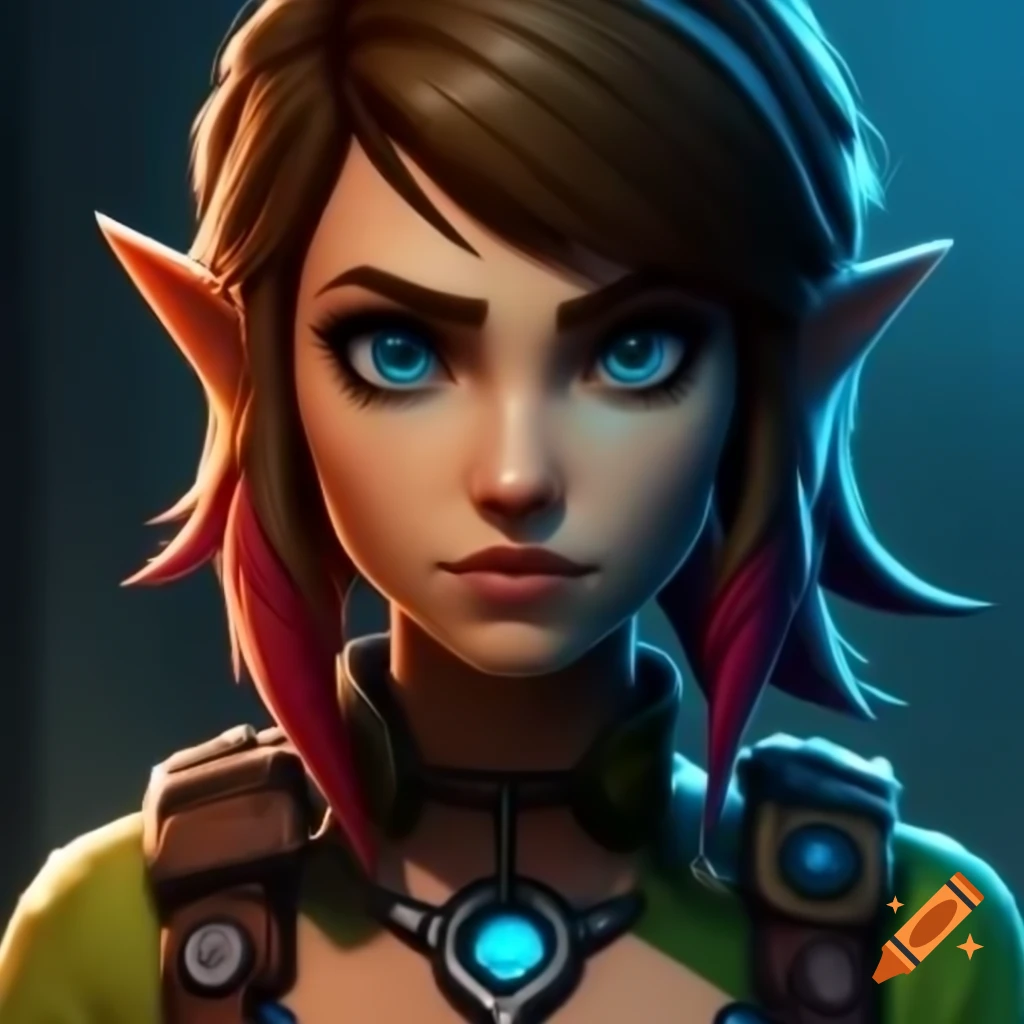 Princess Zelda portrait inspired by Borderlands 2 art style on Craiyon