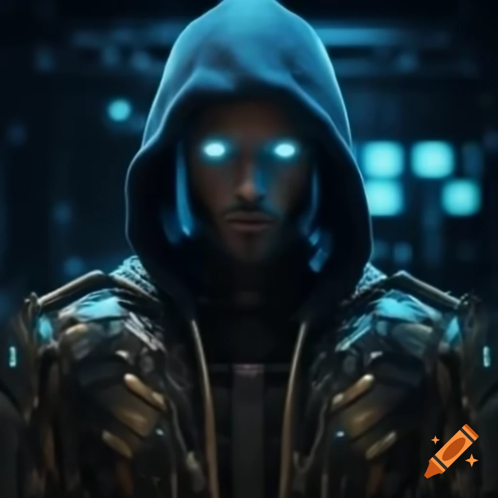 Cyber-themed artwork featuring futuristic technology on Craiyon