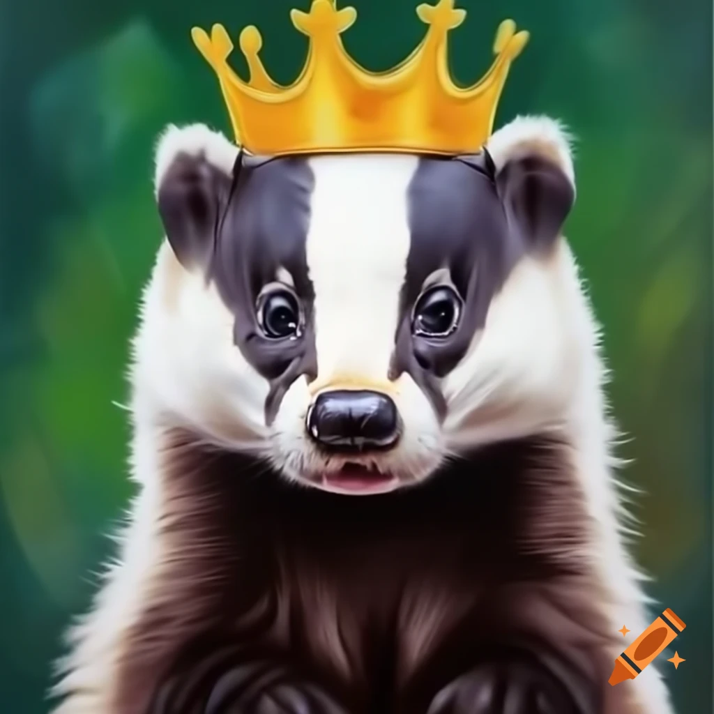 European badger in profile wearing a crown on Craiyon