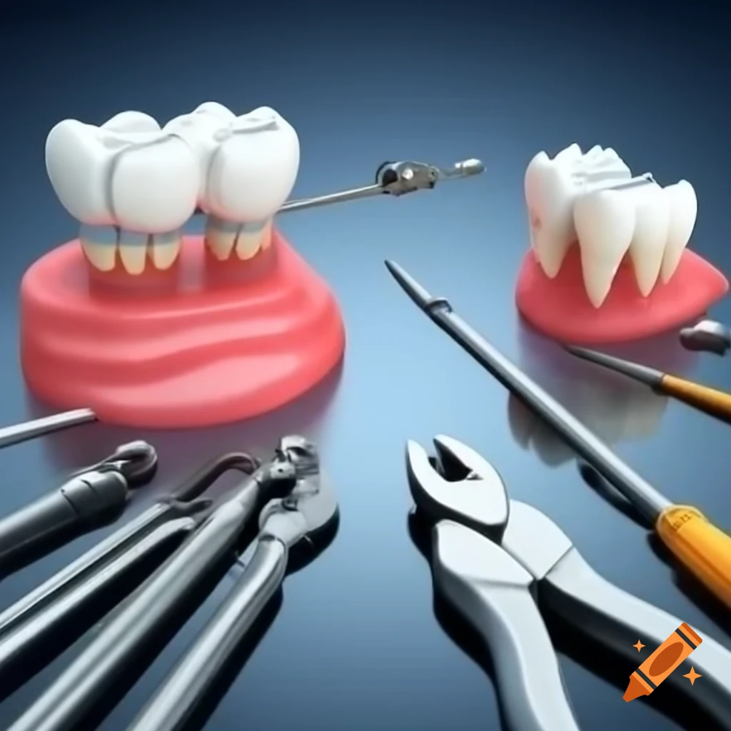 First aid tools used for avulsed teeth treatment on Craiyon