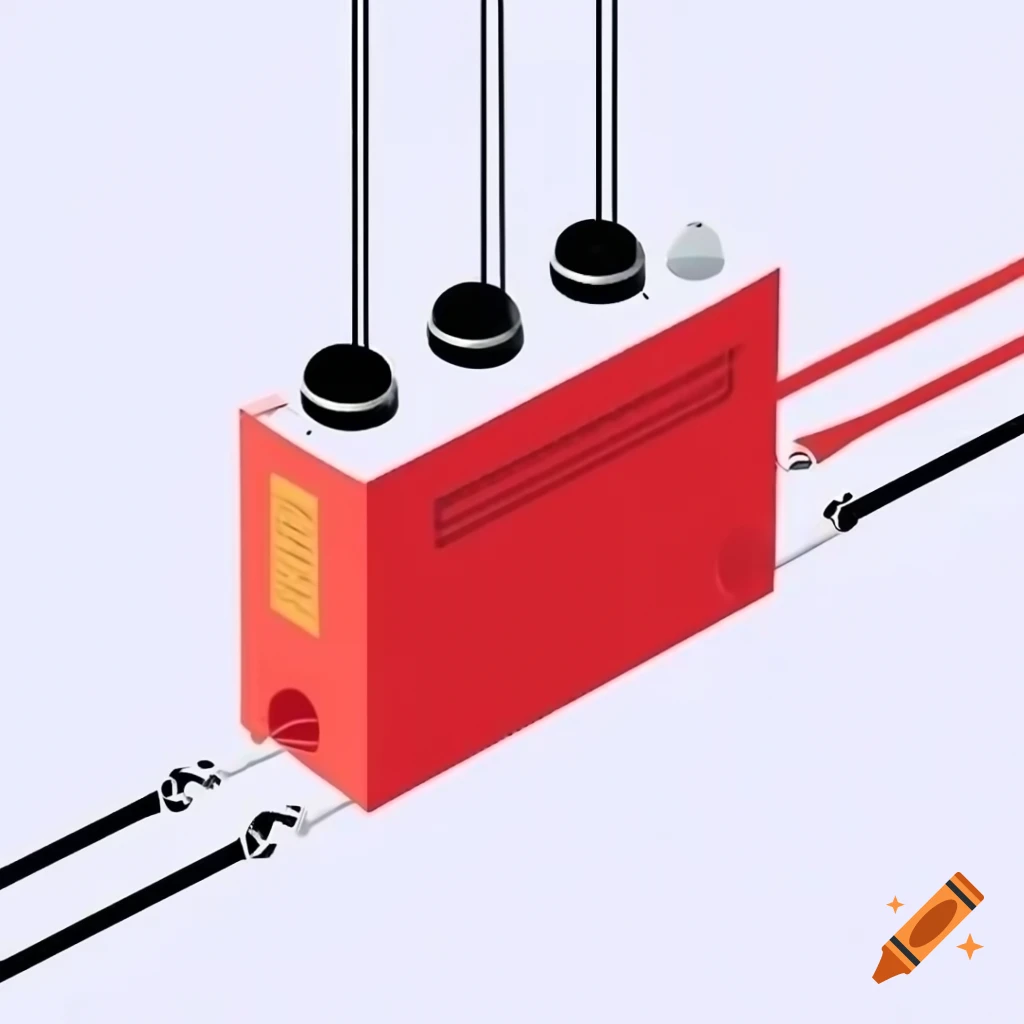 Cartoon illustration of Voltex solar battery with red top and metal ...