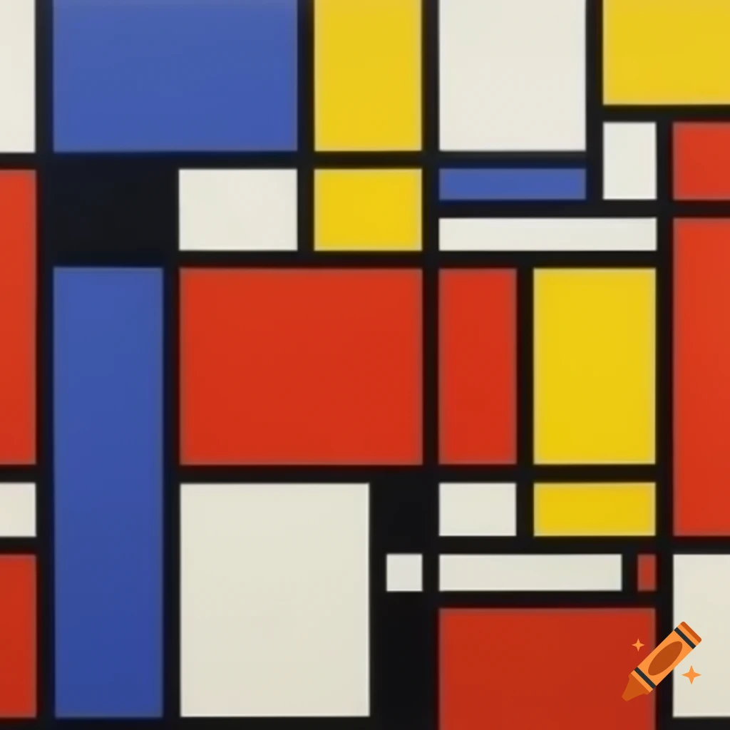 Piet mondrian abstract art with primary colors and geometric shapes on Craiyon