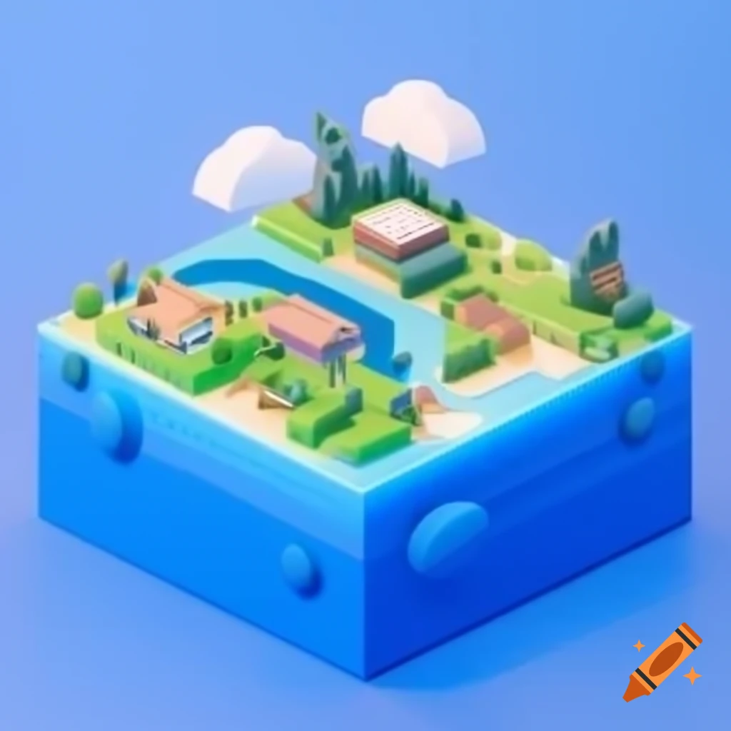 Low poly 3D ocean bottom scene, whimsical design on Craiyon