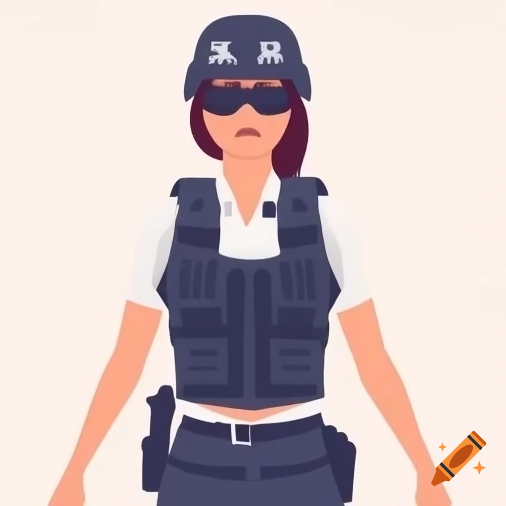 Female fbi agent in armored bulletproof vest and skirt on Craiyon