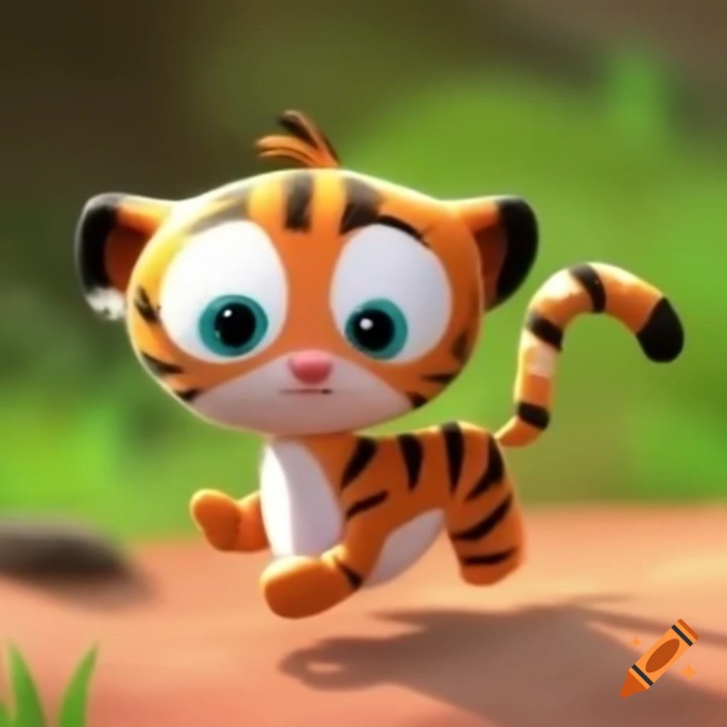 Tiny Timmy tiger with small paws and thin stripes on Craiyon