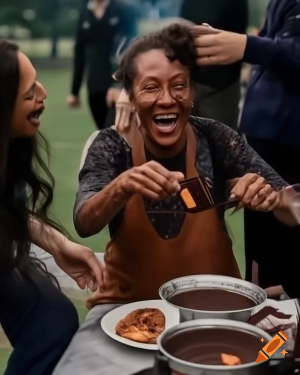 Hyperrealistic depiction of kamala harris with joe biden as a comical ...