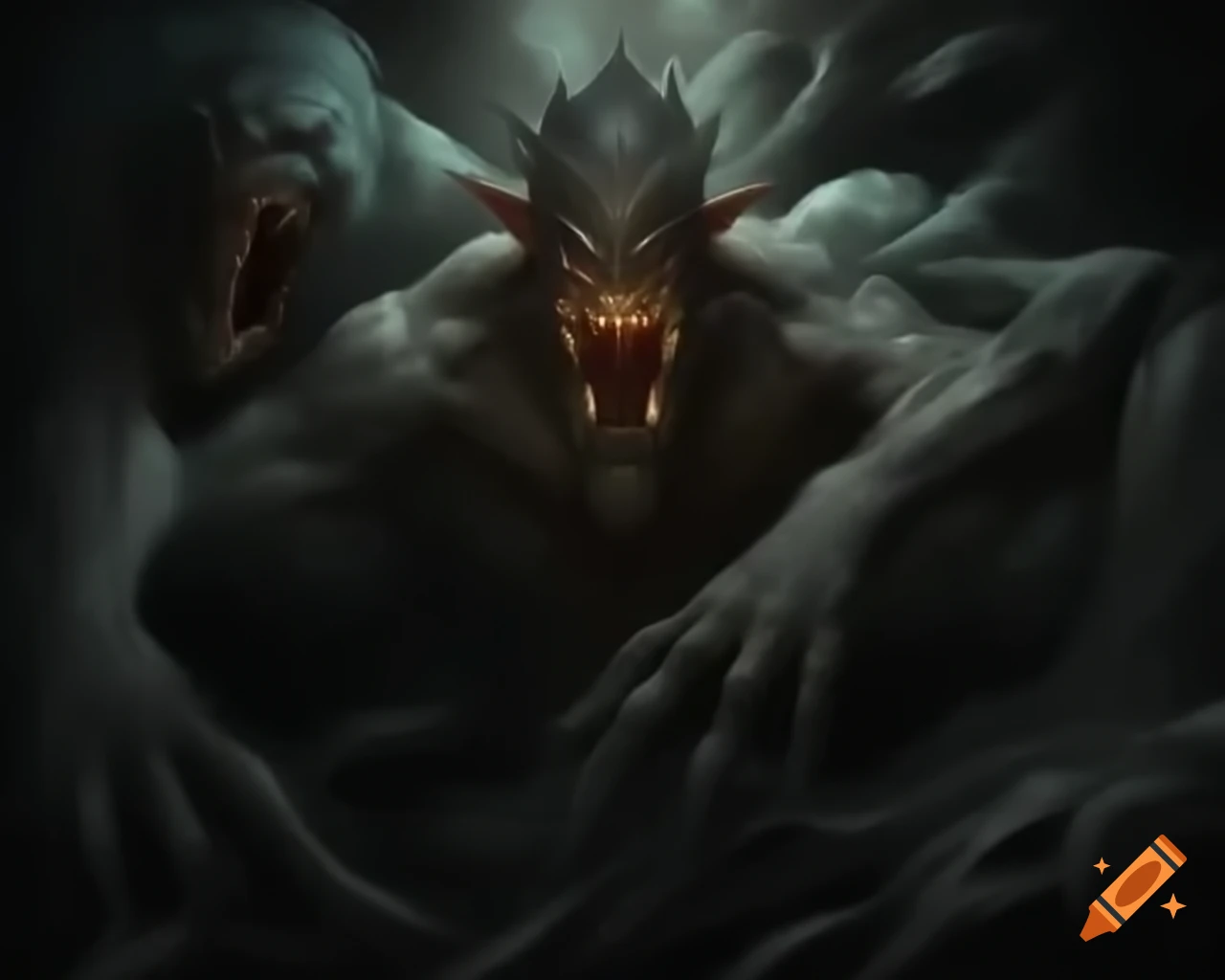 Majestic figure of Rokai, blending man and beast with sharp features ...