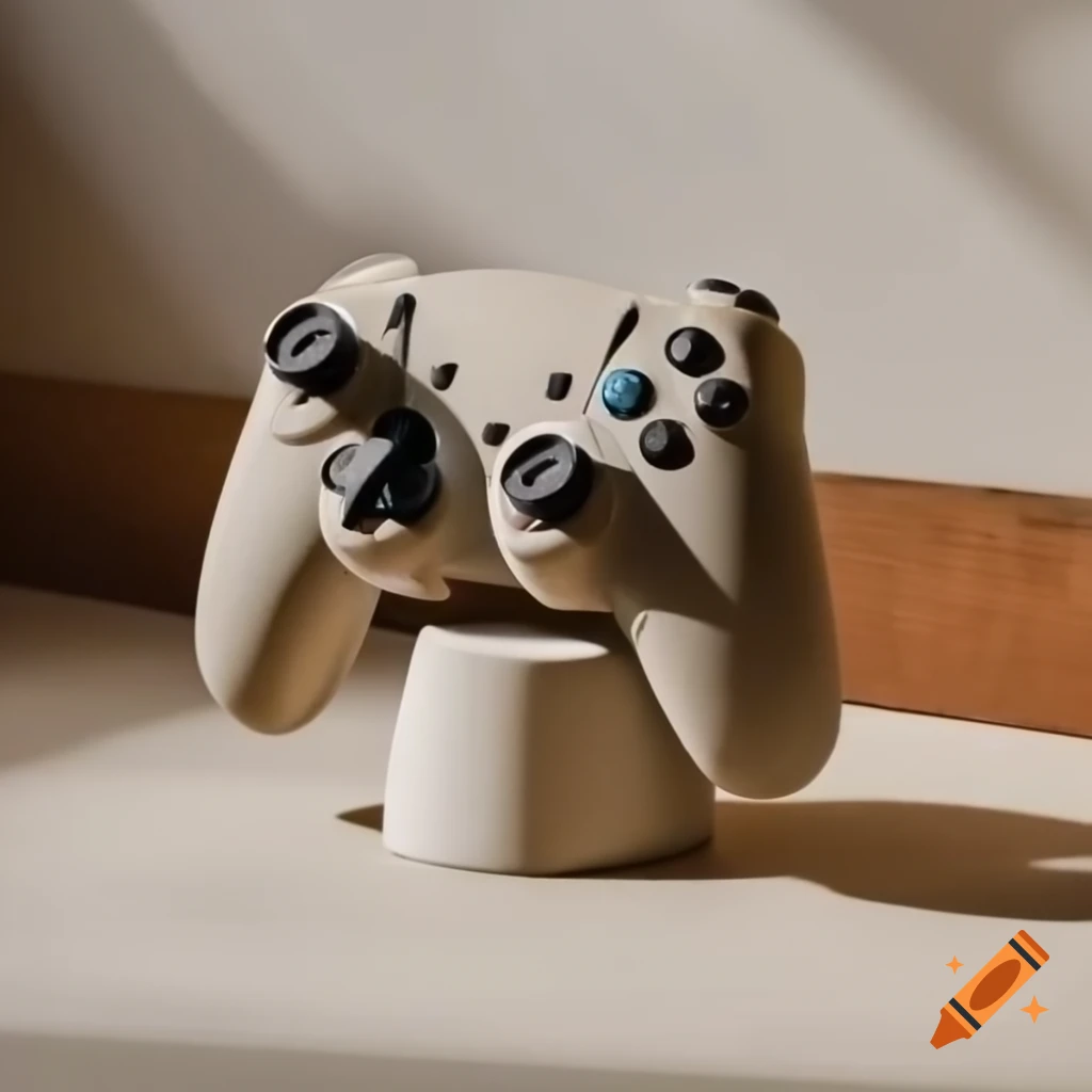 Concrete game controller stand on Craiyon