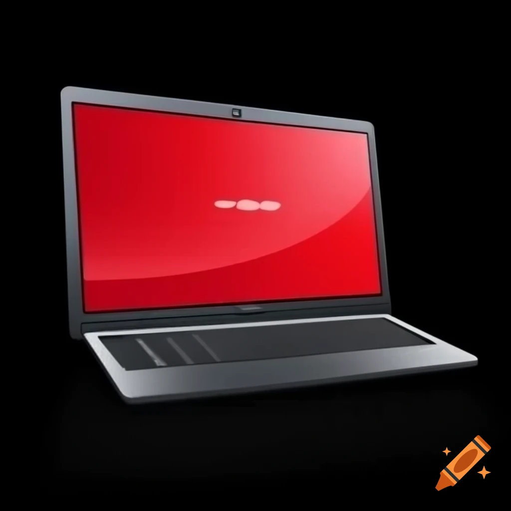 Sleek laptop with red screen displaying '656 Technology' on Craiyon