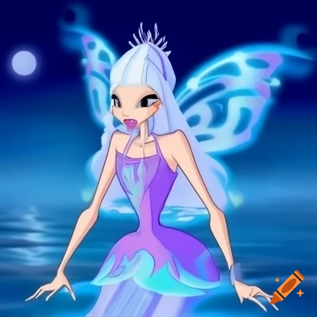 Fairy in Winx Club style with glowing pale skin and silver-white hair ...