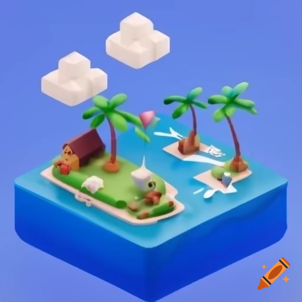 Low poly 3D ocean bottom scene, whimsical design on Craiyon