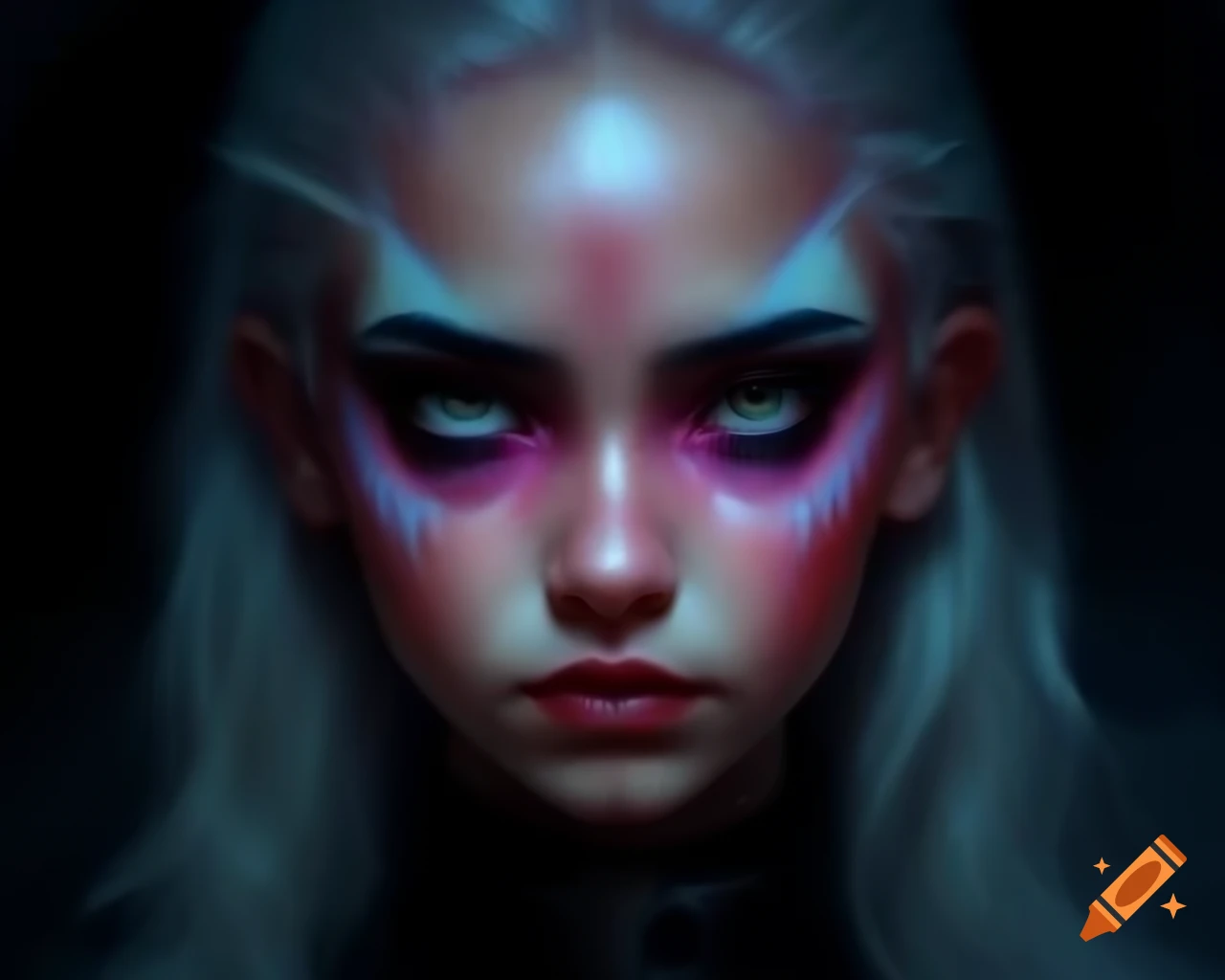 Hyper realistic digital art portrait of girl with white wispy hair and ...