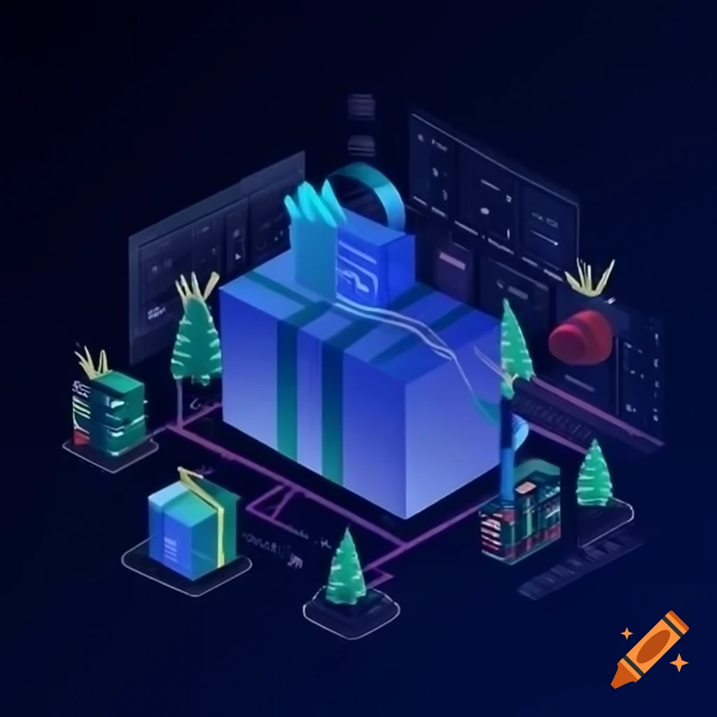 Visual representation of a data warehouse database as a christmas ...