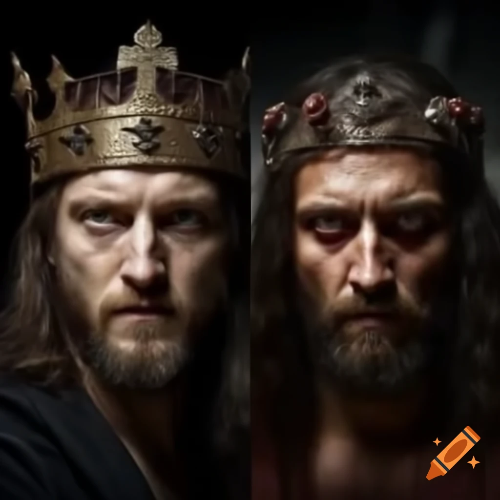 Macbeth depicted with dual imagery of bravery and guilt, representing ...