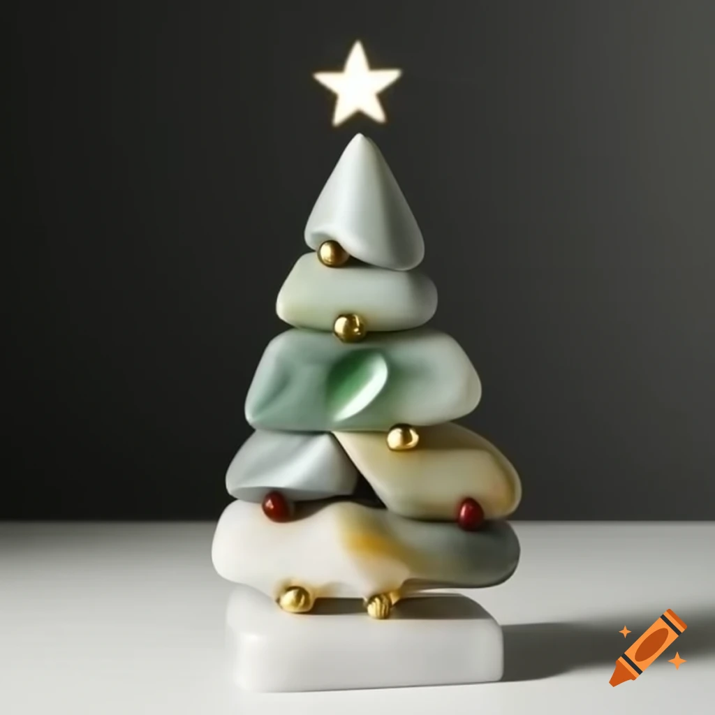 Unique marble christmas tree with stone ornaments on Craiyon