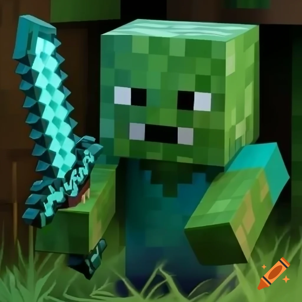 Minecraft monster wielding a sword on Craiyon