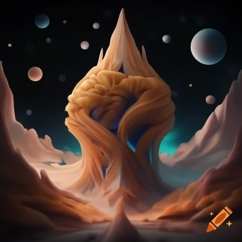 Ultrafine detailed landscape with space trees in paper cut style on Craiyon