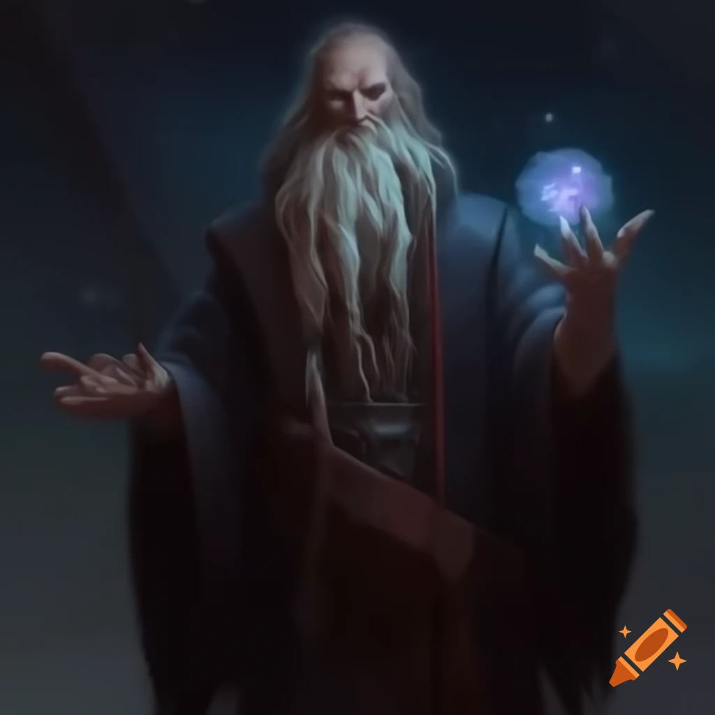 Astrologer in dark robe with arcane symbols under moonlight on Craiyon