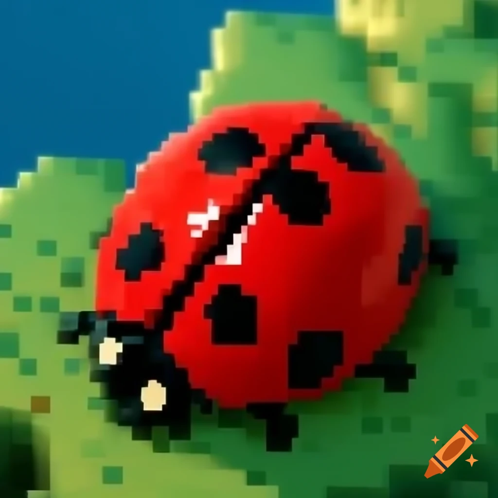 Pixelated ladybug illustration on Craiyon