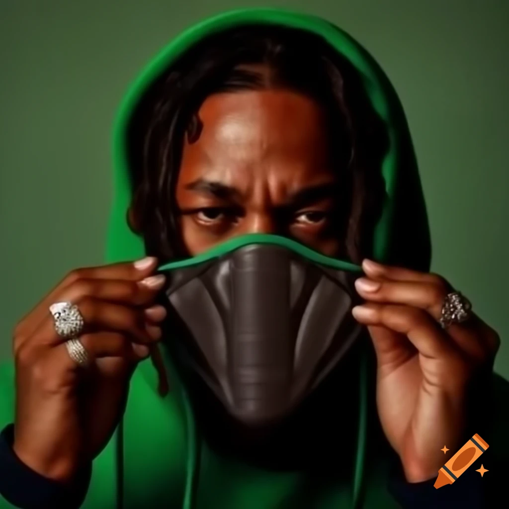 Kendrick Lamar as Dr. Doom holding mask, revealing his face on Craiyon