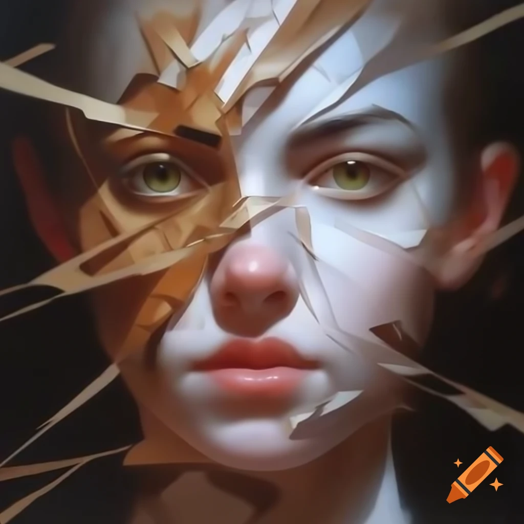 Abstract expressionistic oil painting of scratched wood and marble ...