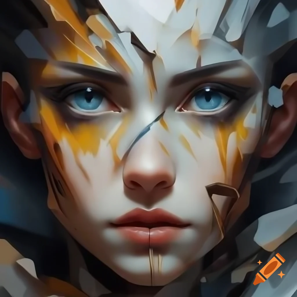 Abstract expressionistic oil painting of scratched wood and marble ...