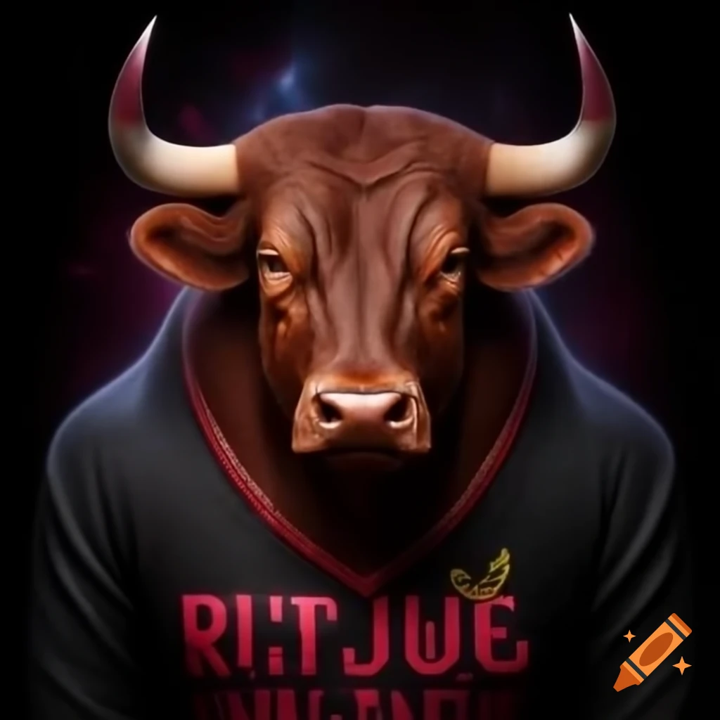 Sleek black sweater with gold lettering 'Manny' and crimson bull emblem ...