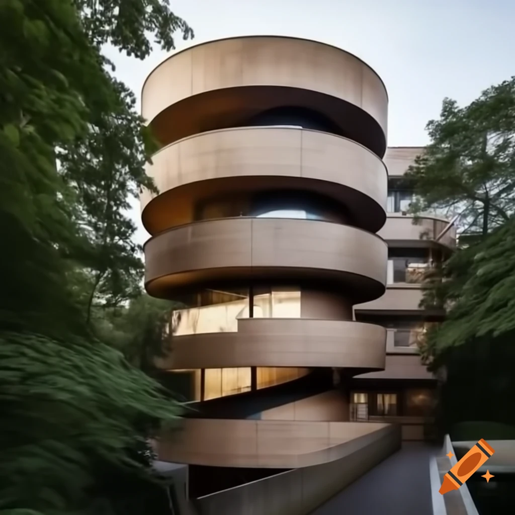 Unique architecture featuring a 10-floor circular building connected by ...