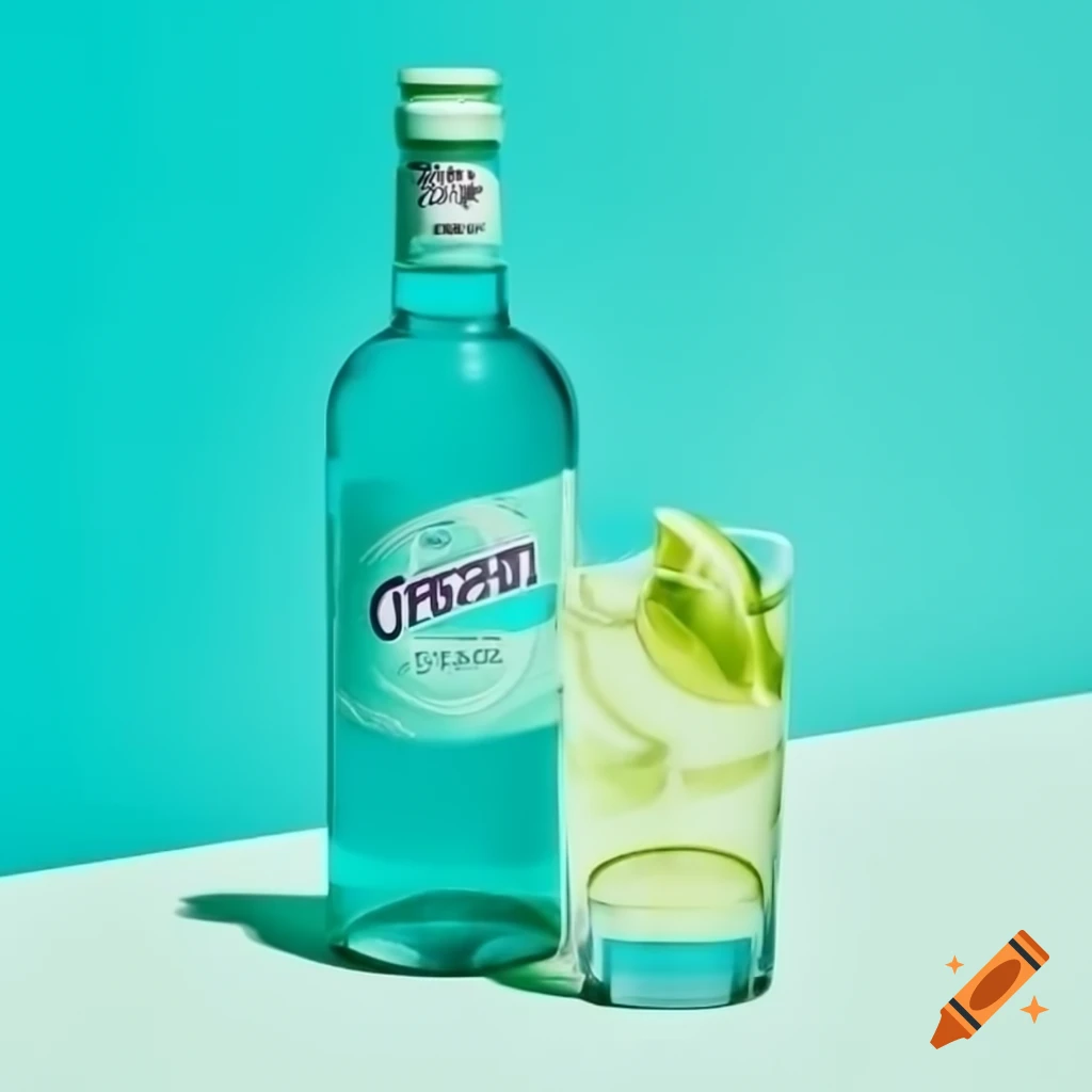 Fresh lime slices with a turquoise colored drink on Craiyon