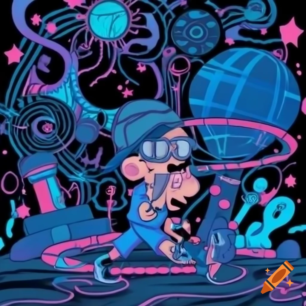 Cartoon art inspired by dub techno music on Craiyon