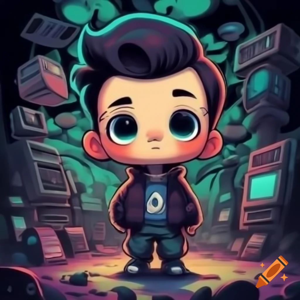 Cartoon art inspired by dub techno music on Craiyon