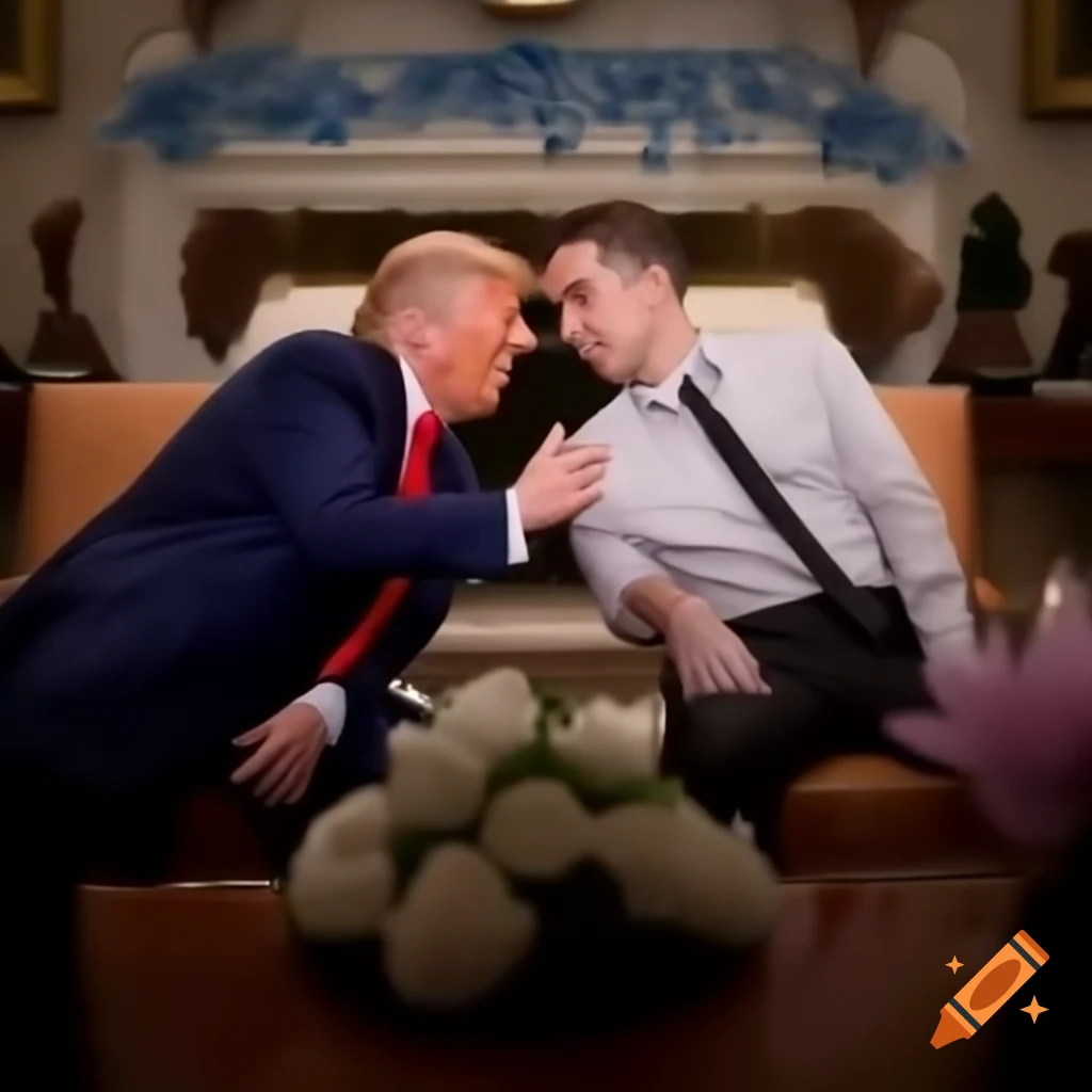 Whimsical scene of president trump and eminem sharing a warm moment in ...