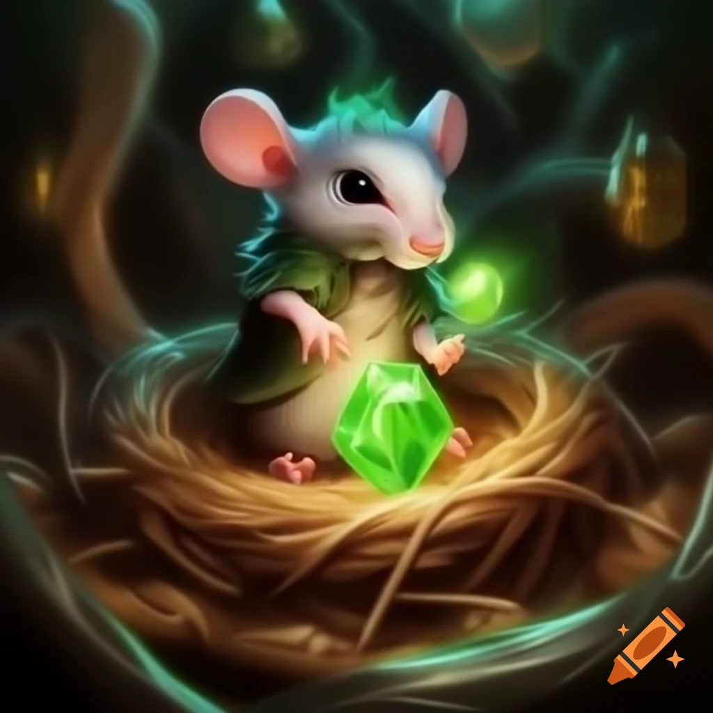 Healer mouse unlocking magic surrounded by friends in emerald aura with ...