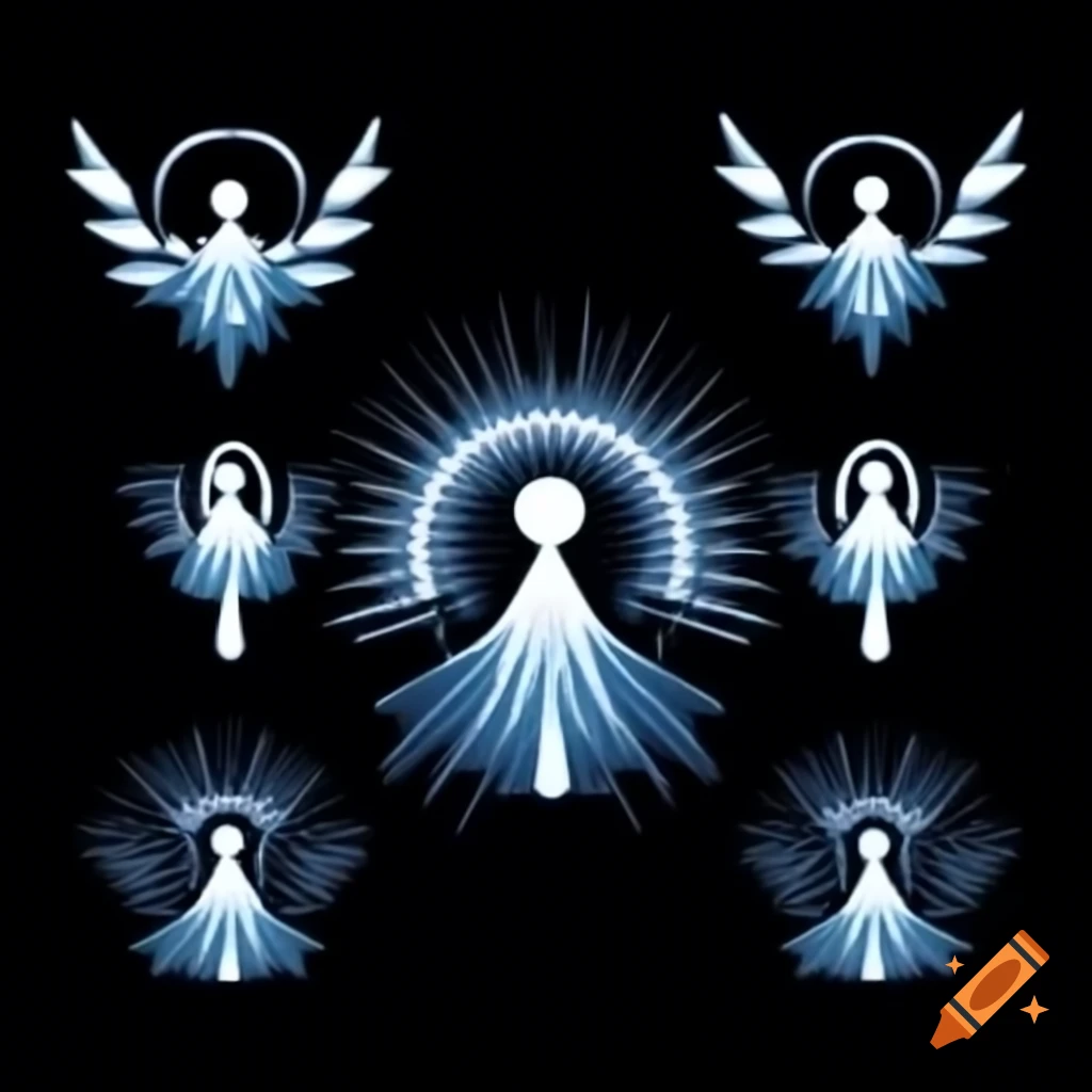 Three angelic figures with intricate details on Craiyon