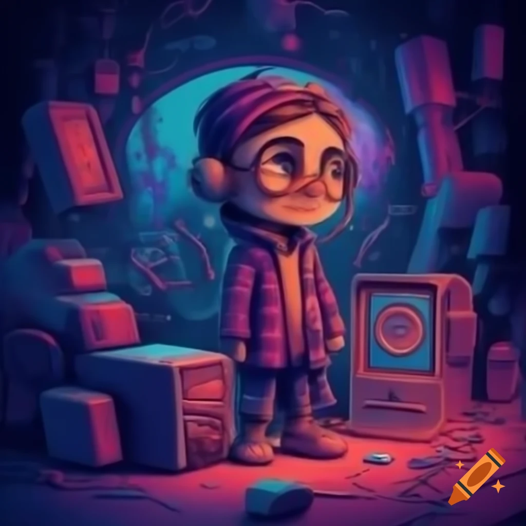 Dub techno cartoon art illustration on Craiyon