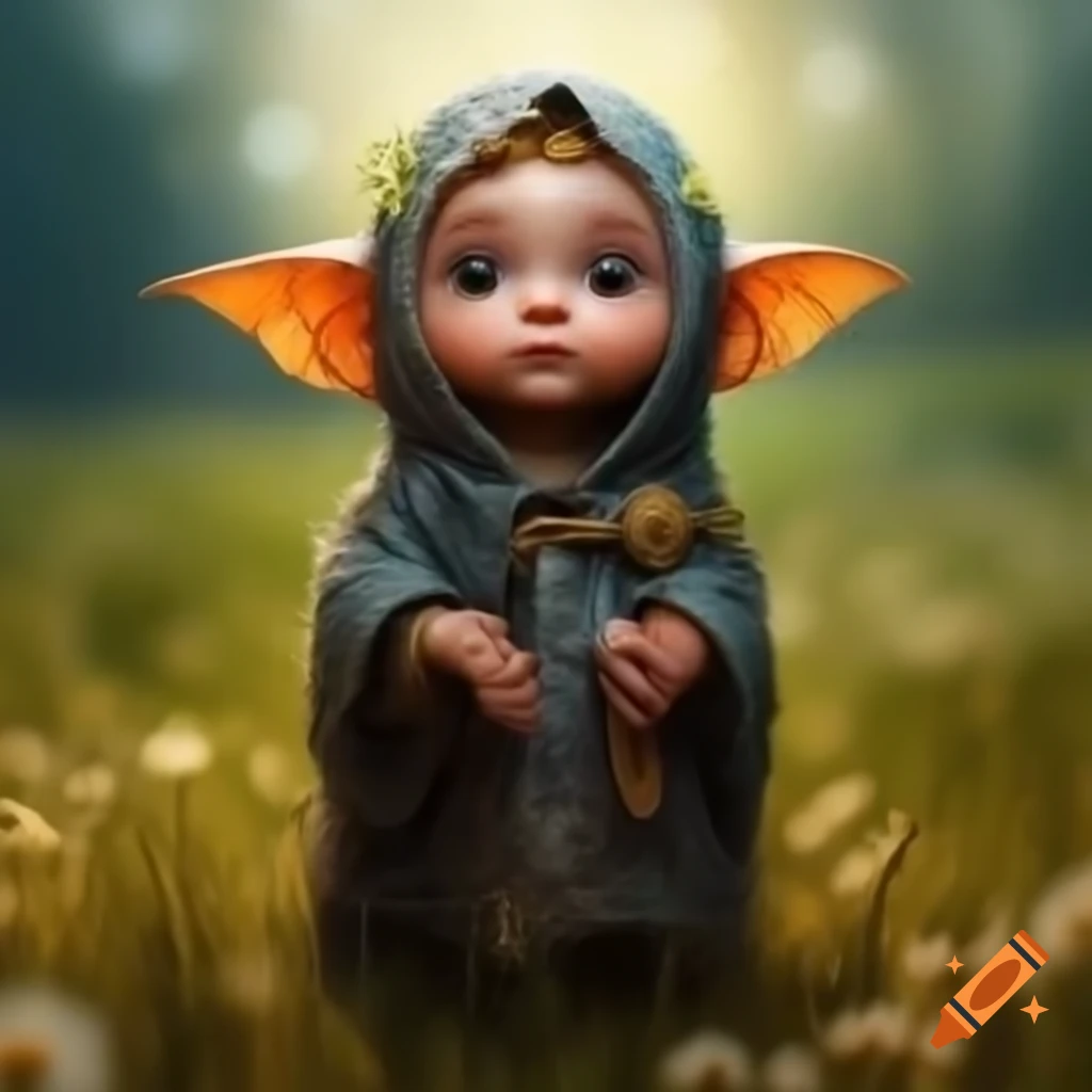 Magical human baby in meadow, in Magic the Gathering style on Craiyon