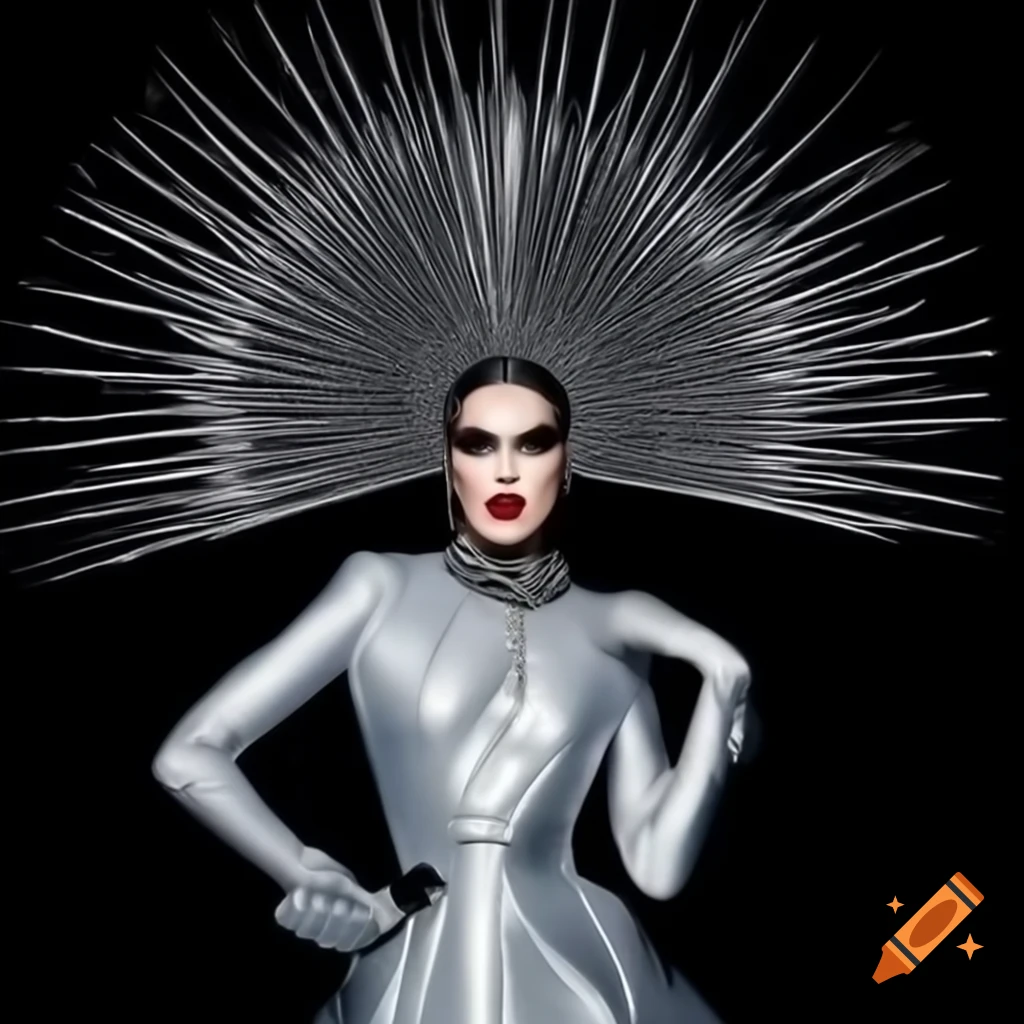 Avant-garde silver dress with angular designs inspired by art ...